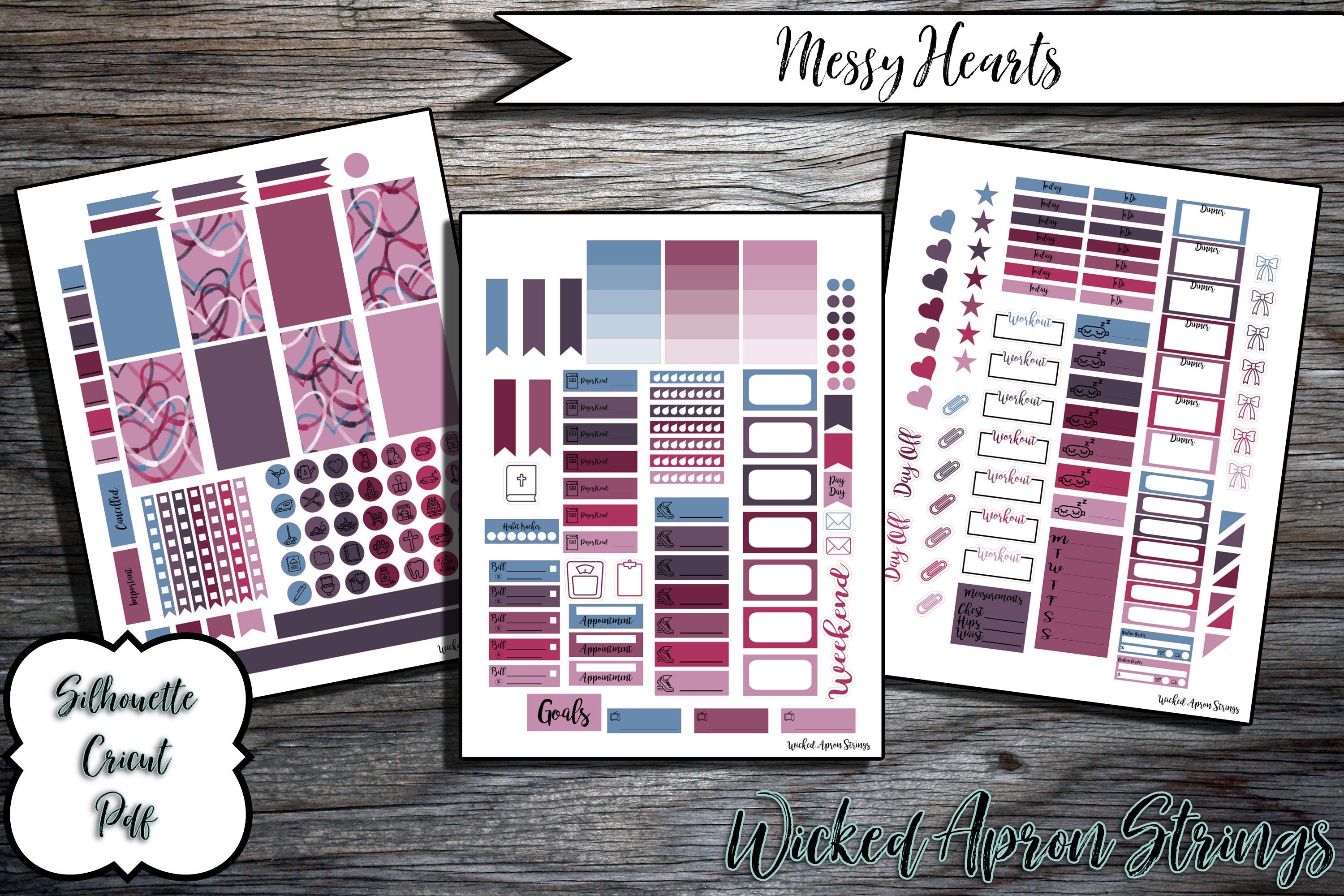 Printable Stickers for Classic Happy Planner Weekly Planner Spread : M ...